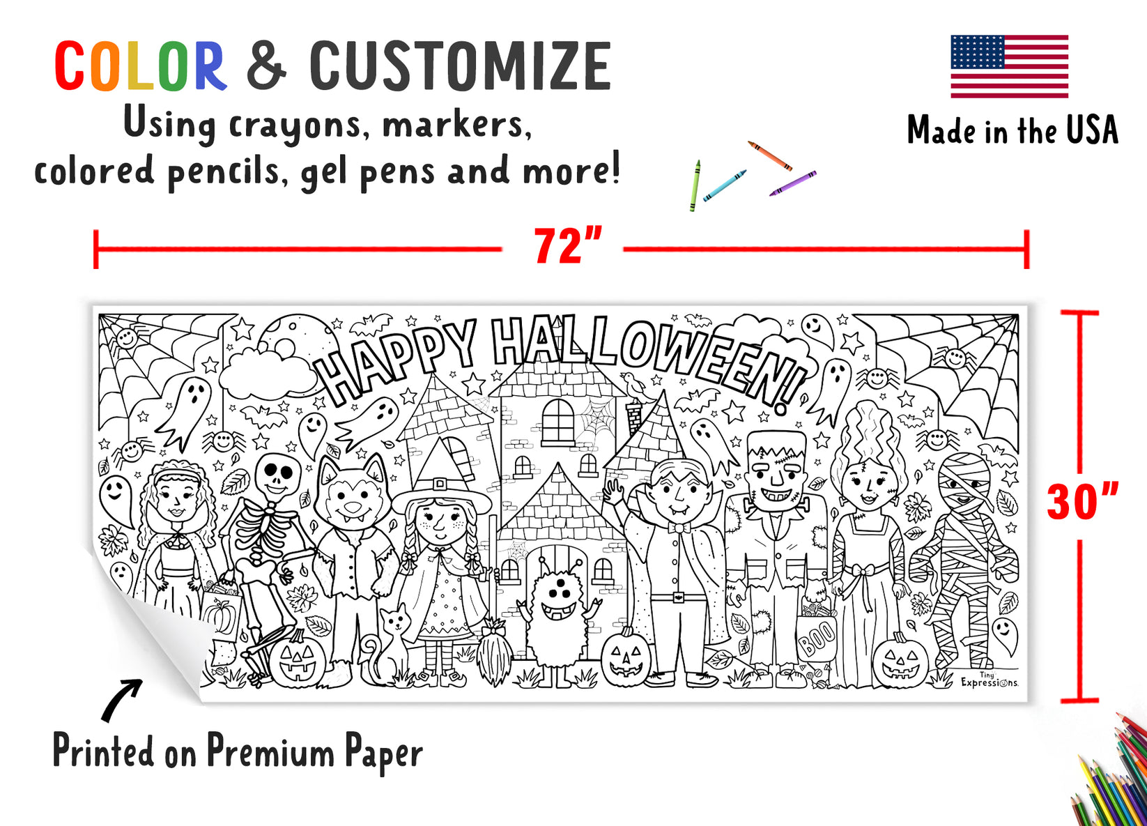 Giant Halloween Monster Coloring Banner – Tiny Expressions