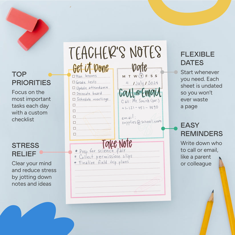 Teacher's Notes Daily Planning Notepad – Tiny Expressions