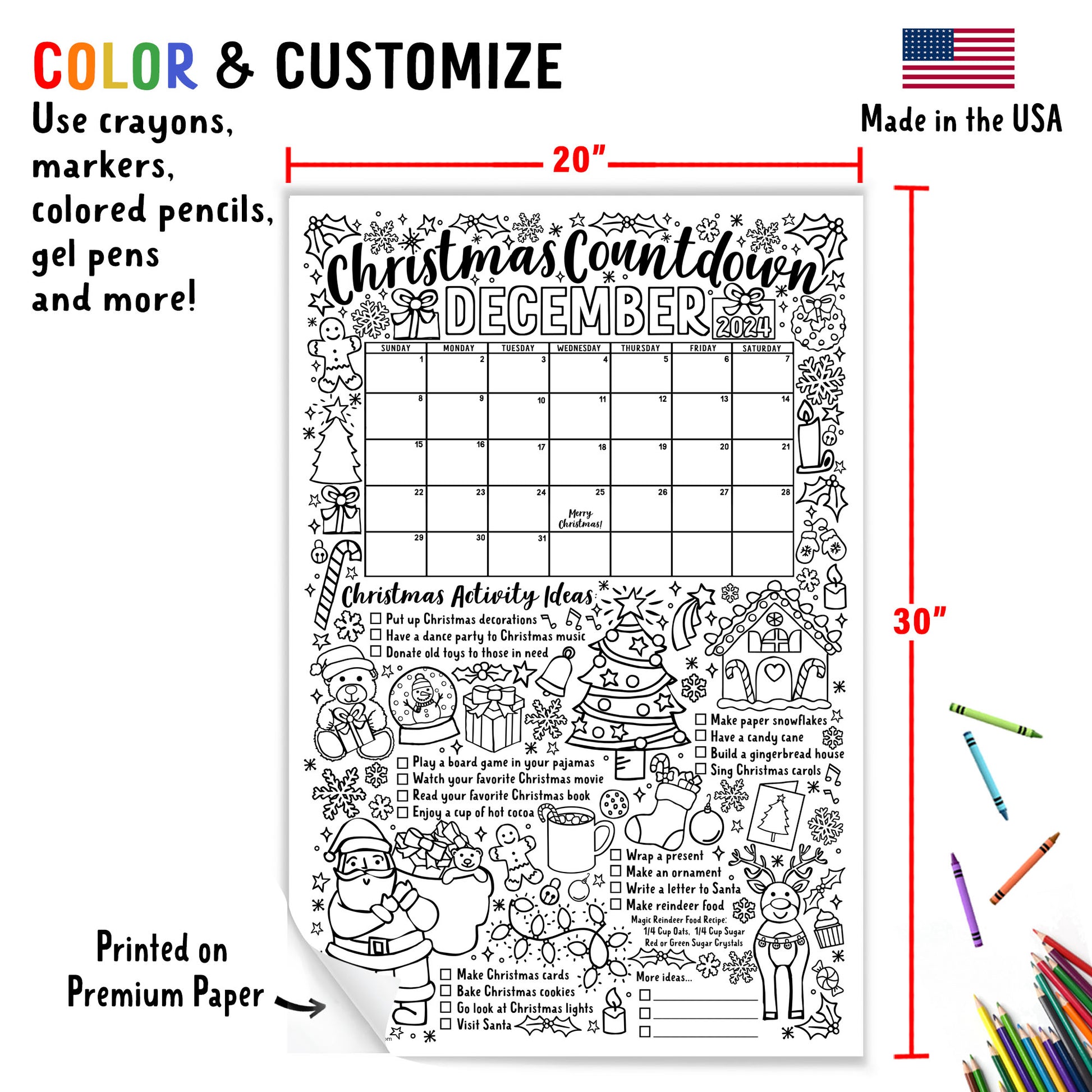Countdown to Christmas Coloring Poster – Tiny Expressions